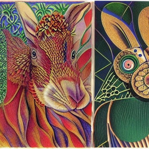 Fractal Rabbits in Nature: A Study of Harmonious B... - AI Art