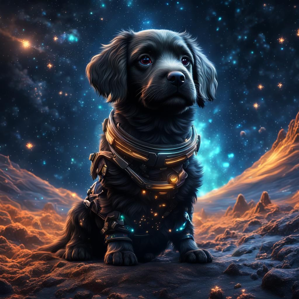 Starry Galactic puppy black backdrop - AI Generated Artwork - NightCafe ...