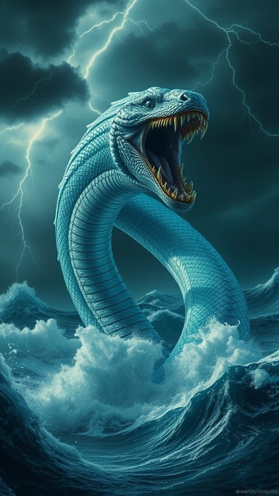 Cosmic Leviathan Rises from Ocean Depths in Irides... - AI Art