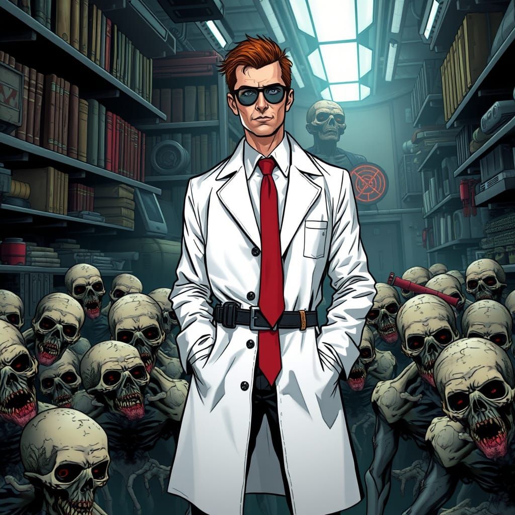 Modern Necromancer Commands Undead Minions in Dark... - AI Art