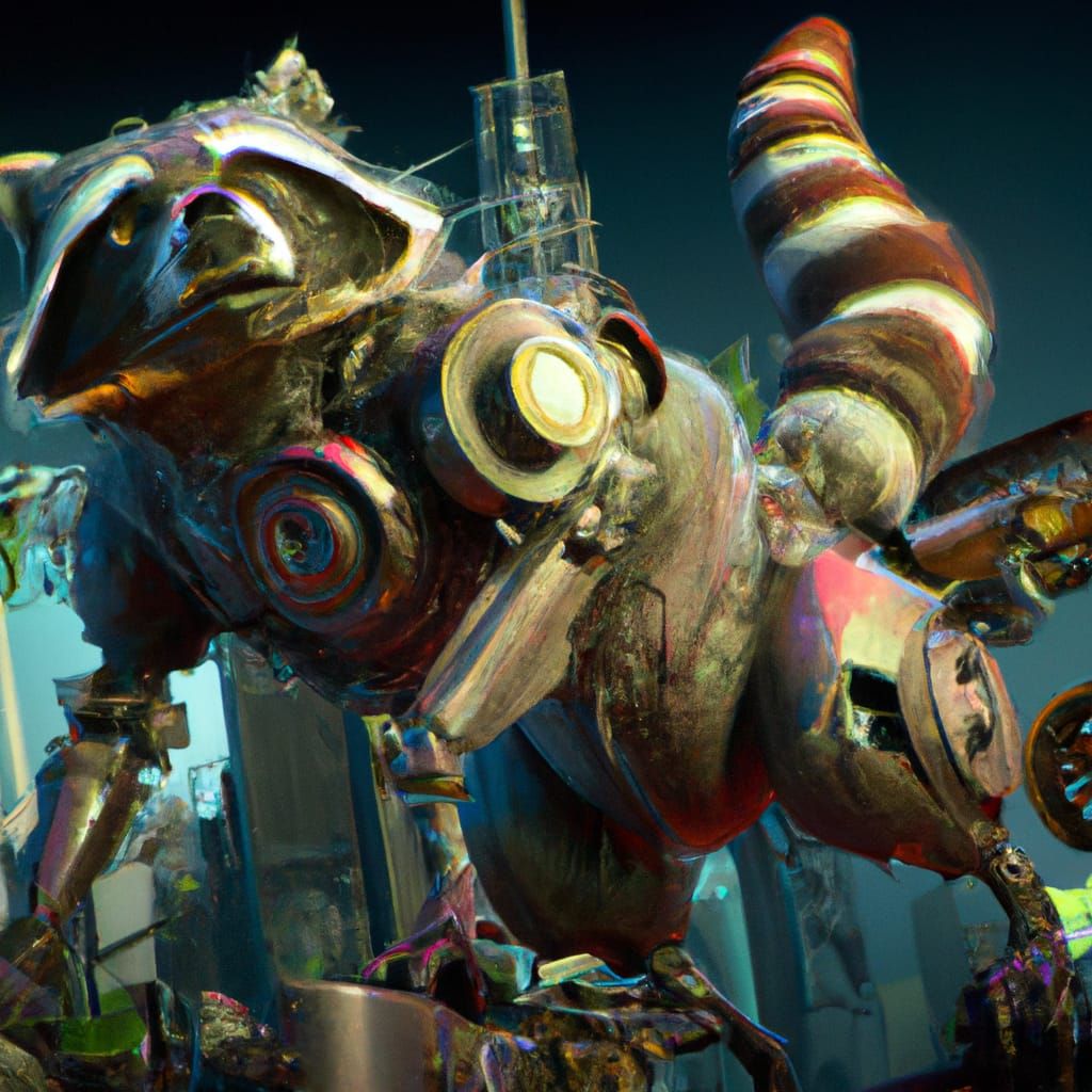 Raccoon-mech. Cel-shaded . Deep color 8k resolution concept art ...