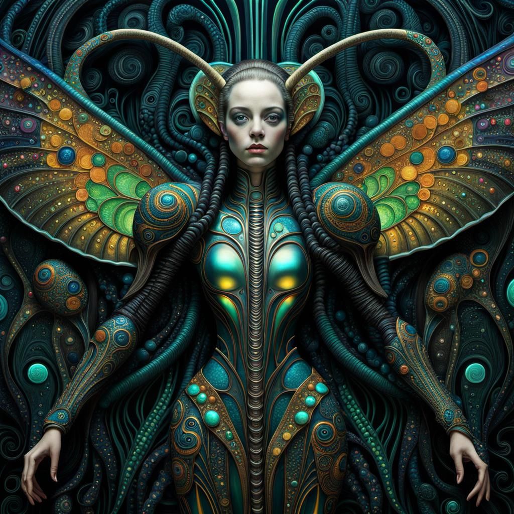 Warrior with Wings in Her Giger Armor - AI Generated Artwork ...