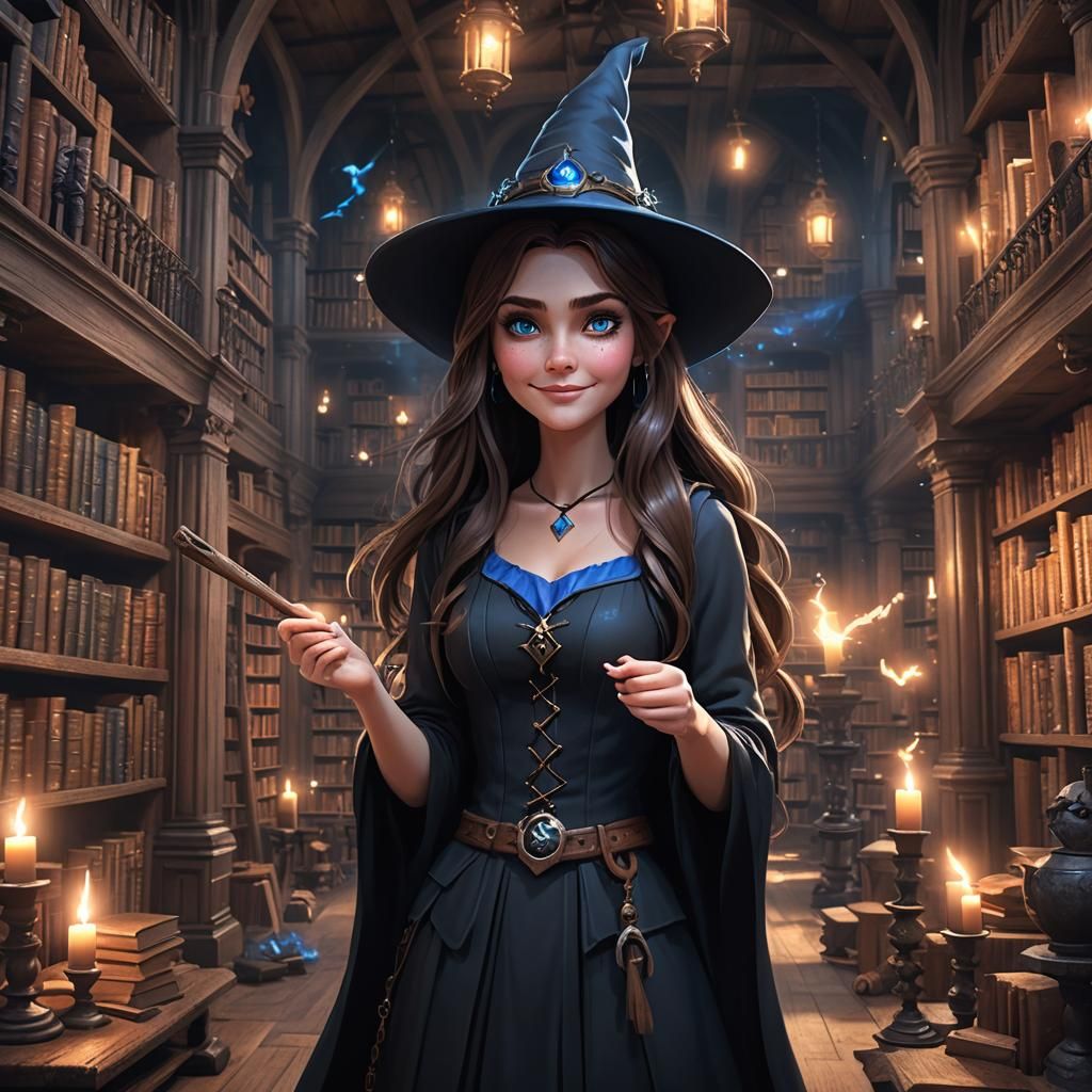 fantasy spellcaster in a library - AI Generated Artwork - NightCafe Creator