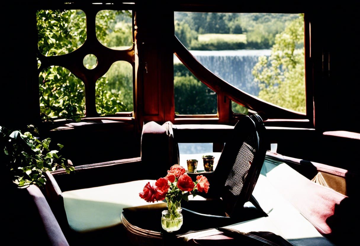 Autochrome In style of Saul Leiter, Gilded Age vase with poppy flowers ...