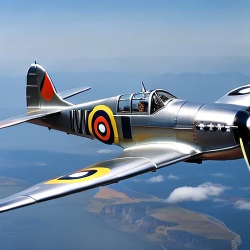 a ultrarealistic spitfire plane aluminium in sky fantasy cloud - AI ...