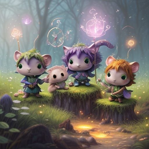 Mighty morphic chibi rodent rangers. Whimsical fey spooky arcane ...