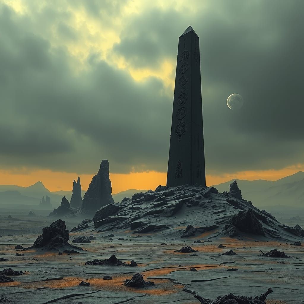 Gothic Planet Krayiss II Under Heavy Murky Sky wit... - AI Art