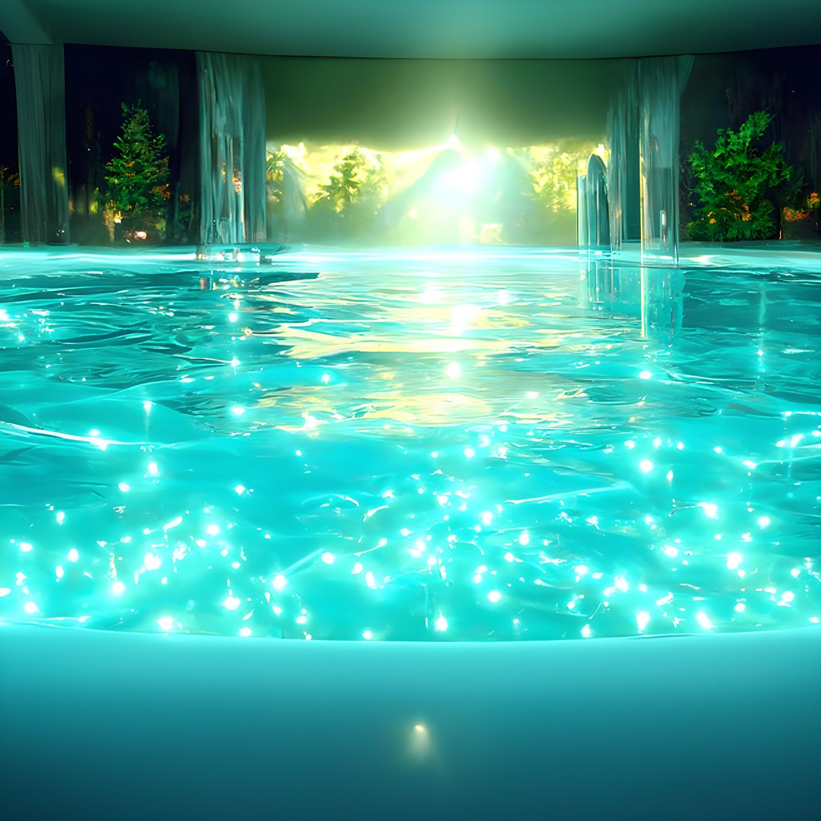 Sitting by the indoor pool - AI Generated Artwork - NightCafe Creator