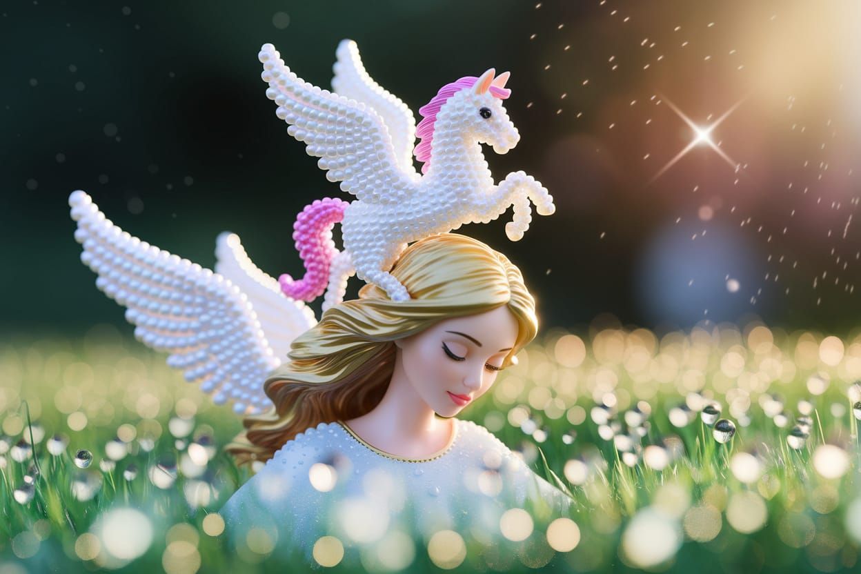 p - Celestial Pearl Pegasus Angel in 3D