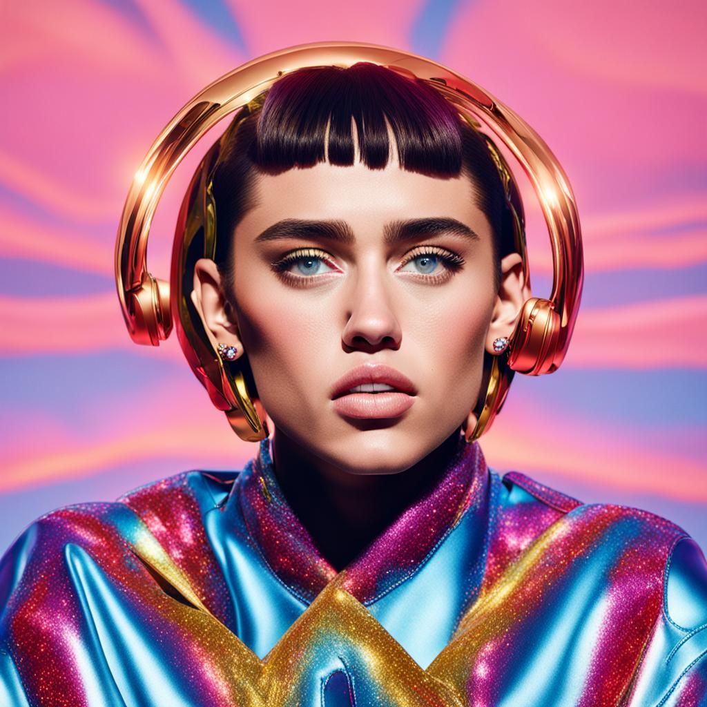 Miley Cyrus hypnotizing Dua Lipa, perfectly rendered surrealism - AI ...