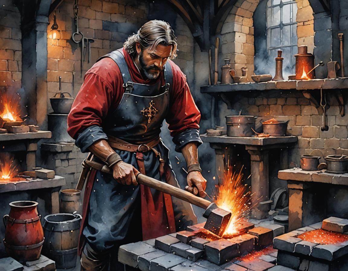 An ironsmith in his forge. - AI Generated Artwork - NightCafe Creator