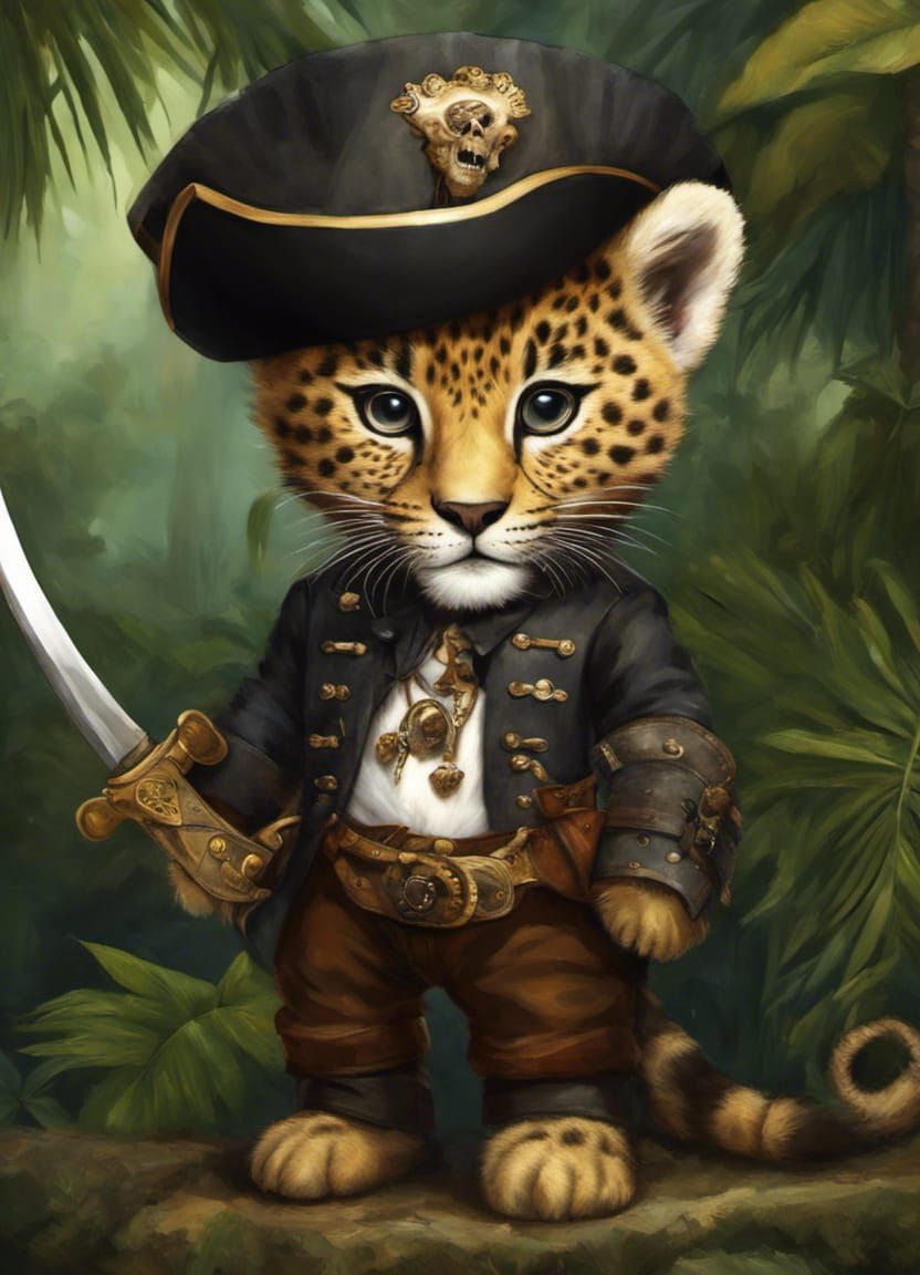 Cute Leopard Pirate with cutlass - AI Generated Artwork - NightCafe Creator