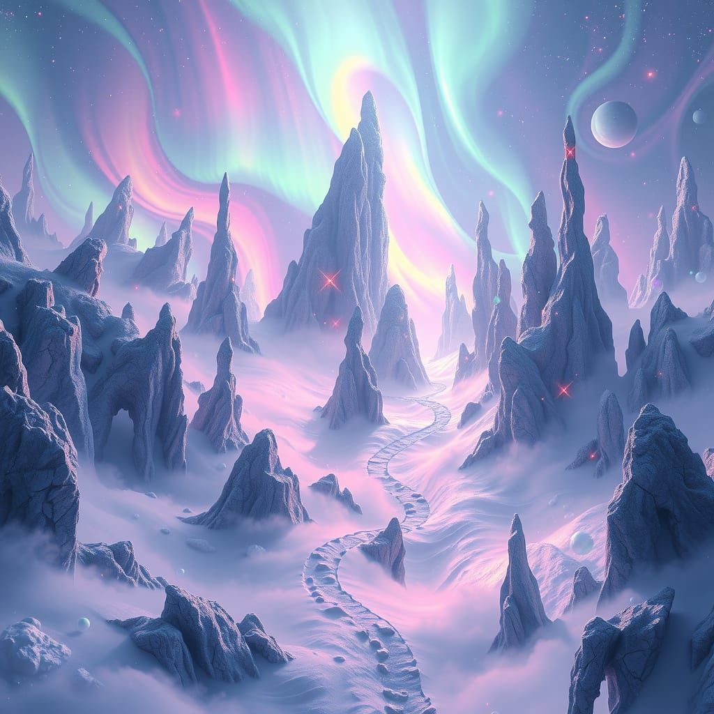Ethereal Dreamscape of Luminous Mists and Swirling... - AI Art