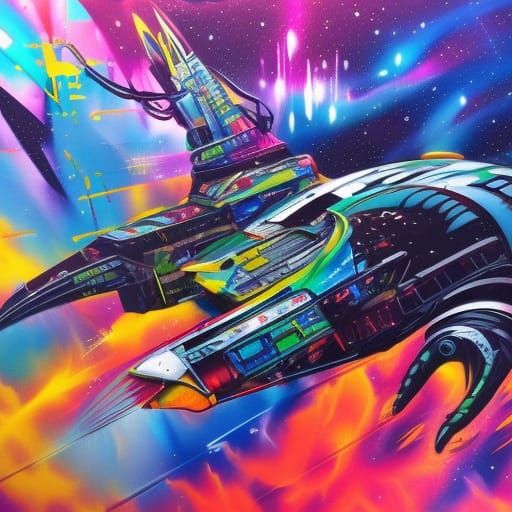 spaceship exploration graffiti art - AI Generated Artwork - NightCafe ...