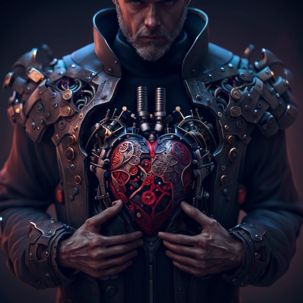 Man with mechanical heart - AI Generated Artwork - NightCafe Creator