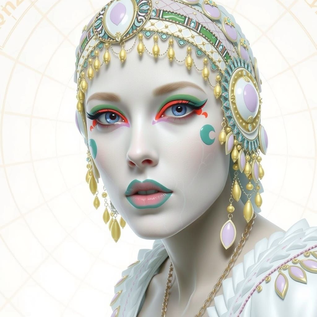 Art Deco Flapper - Glamorous Art Nouveau Goddess in Whimsic...