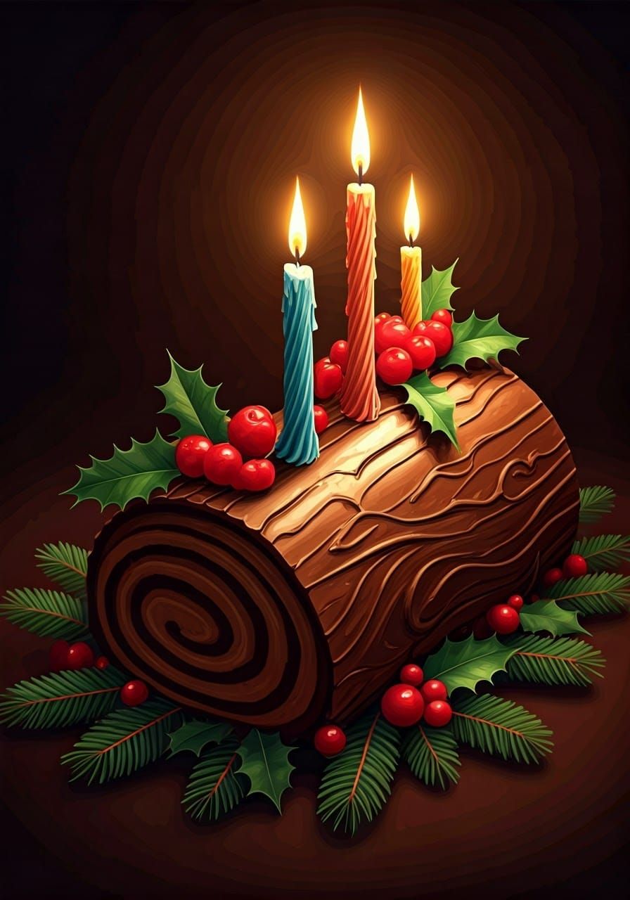 Yule log and candles - Yule log and candles