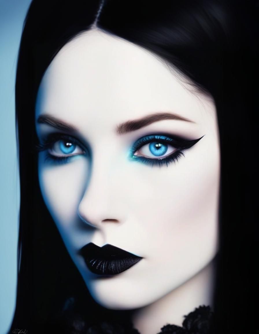 Realistic gothic portrait with gothic beauty with black hair and ...