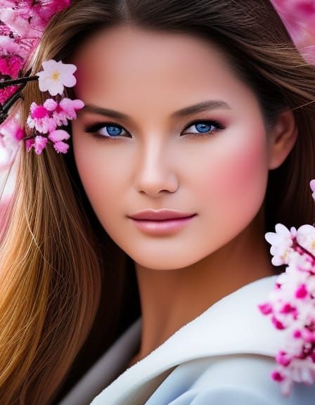 Beautiful Woman and Cherry Blossoms - AI Generated Artwork - NightCafe ...