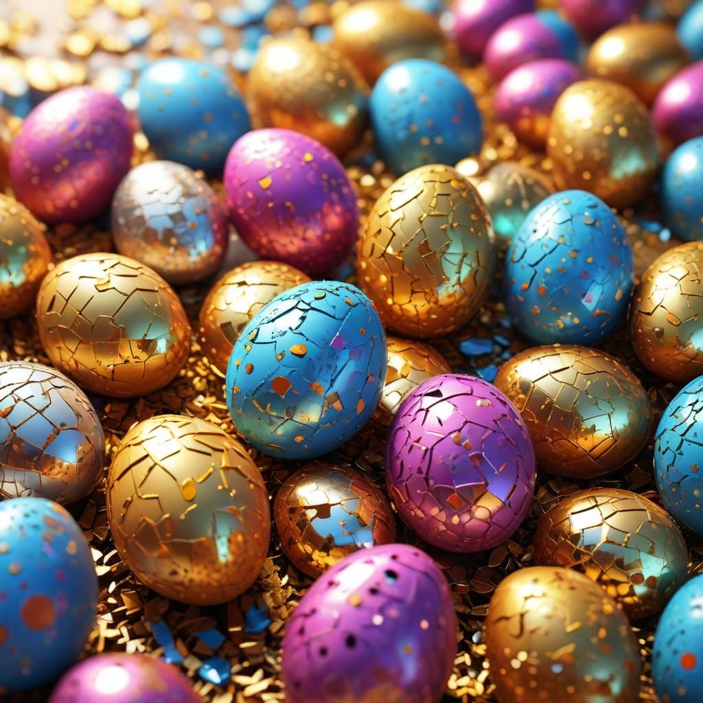 Kintsugi cascarones Cracked confetti comes out of Intricately detailed Patterned Abstract puzzle ...