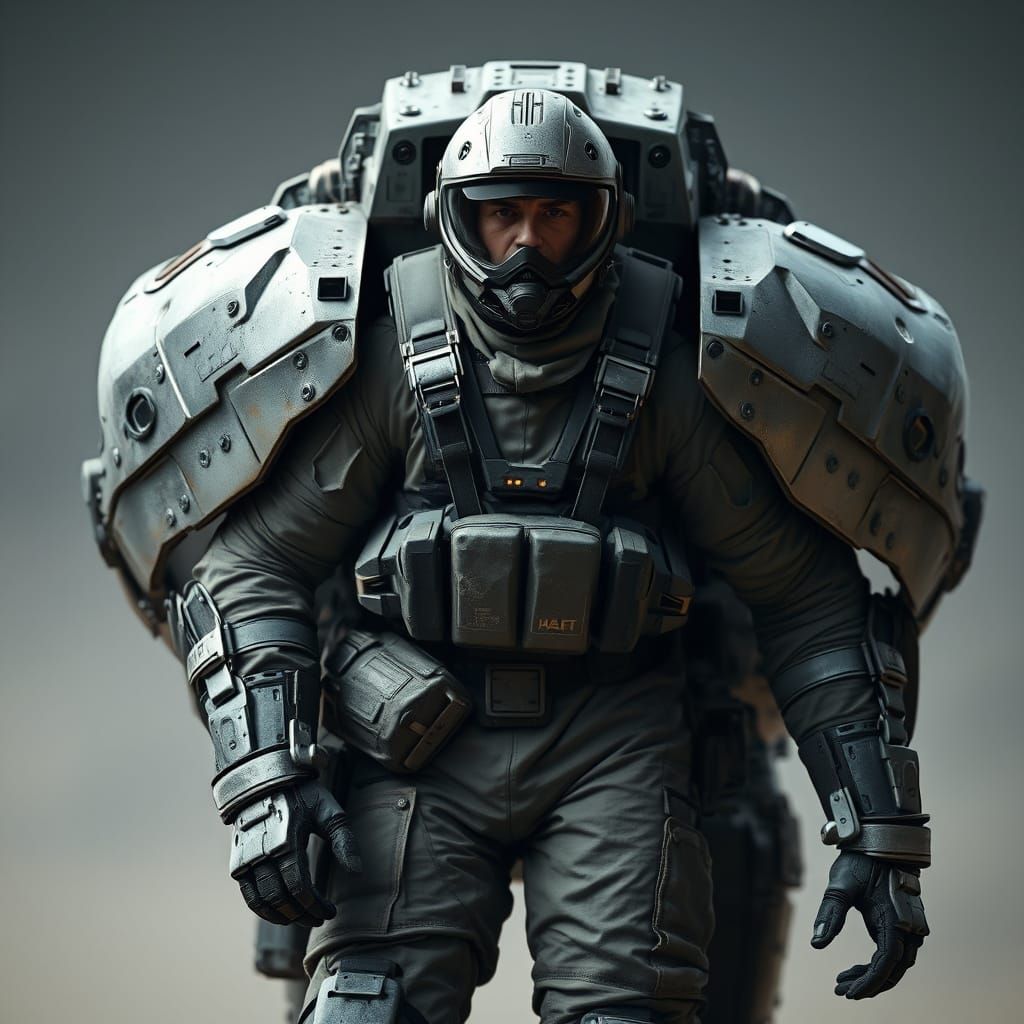 Cyberpunk Pilot Emerges from Futuristic Exoskeleto... - AI Art