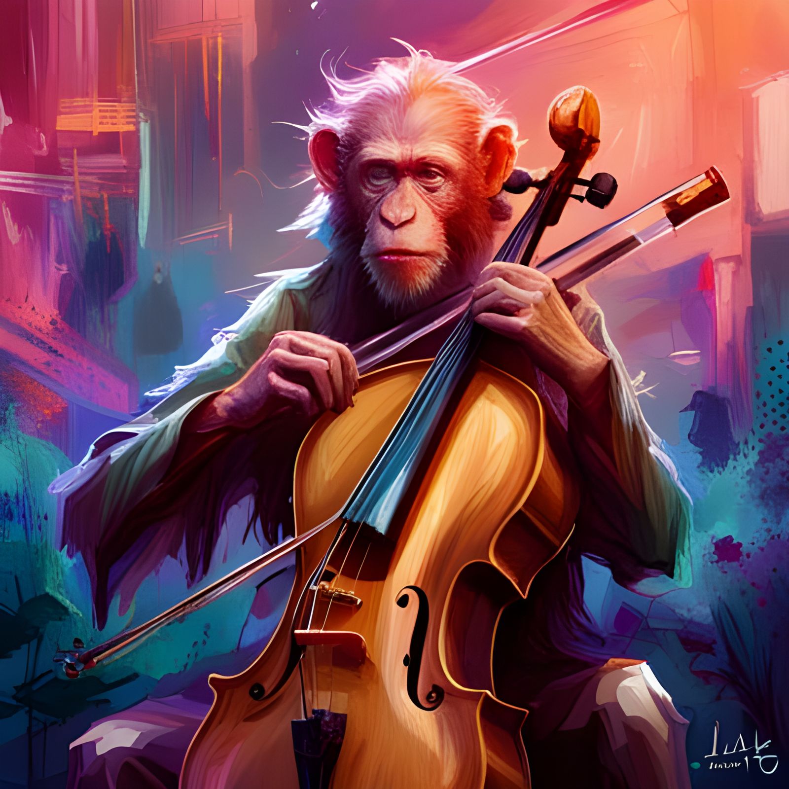 Learning the Cello - AI Generated Artwork - NightCafe Creator