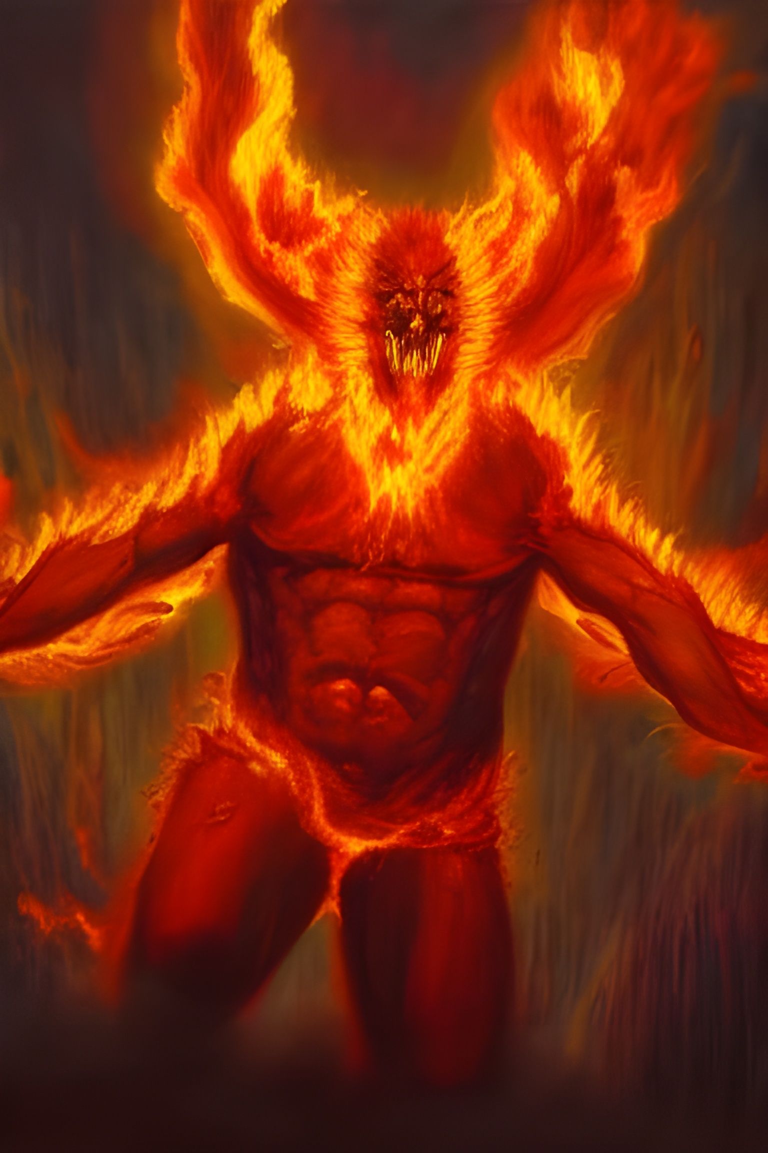 a giant demon made entirely of fire - AI Generated Artwork - NightCafe ...