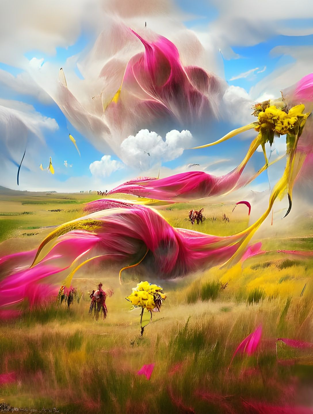 Windy Flower FIelds - AI Generated Artwork - NightCafe Creator