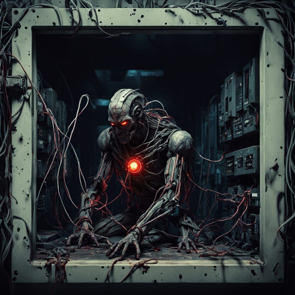 Glitching Entity Emerges from Abandoned Server Roo... - AI Art