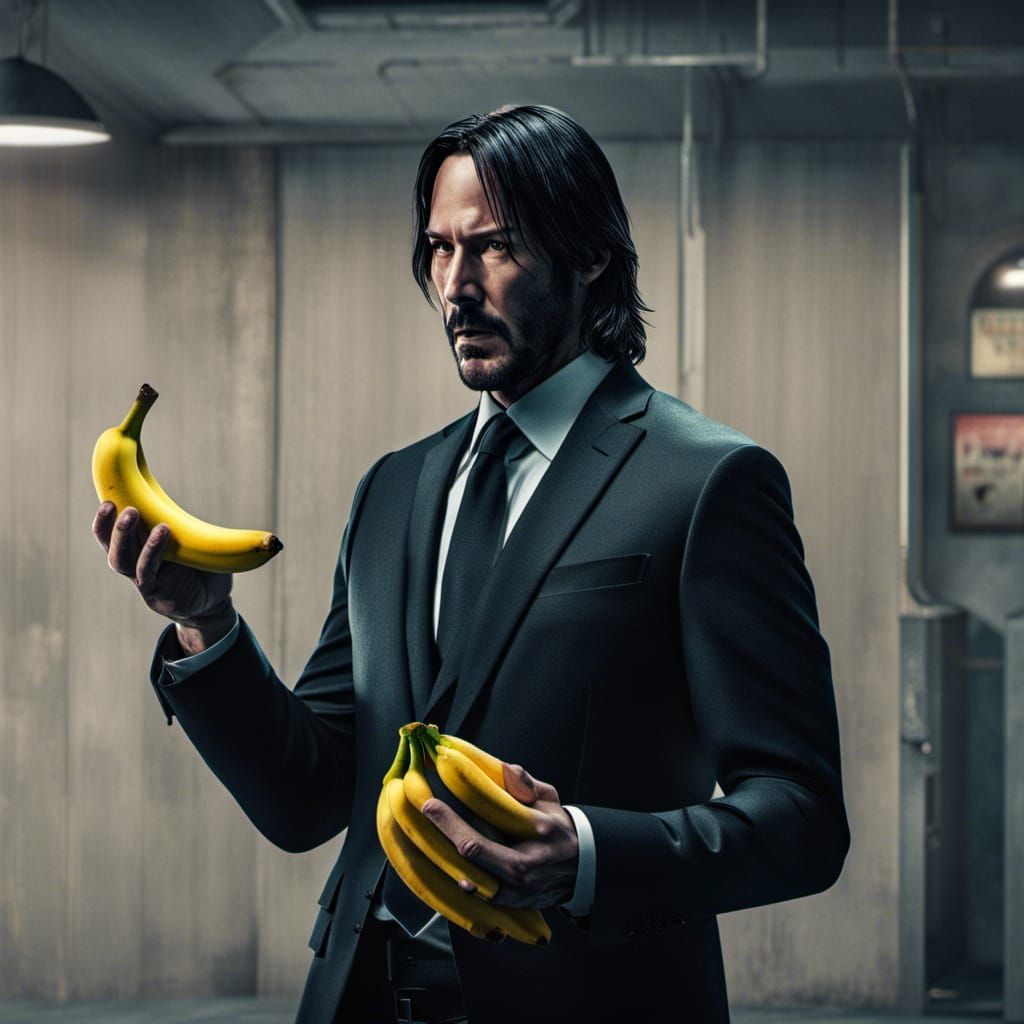 John wick holding a banana - AI Generated Artwork - NightCafe Creator