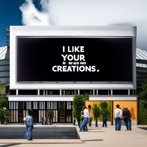 ""Large billboard with text "I LIKE YOUR CREATIONS"" 😅 - AI Generated ...