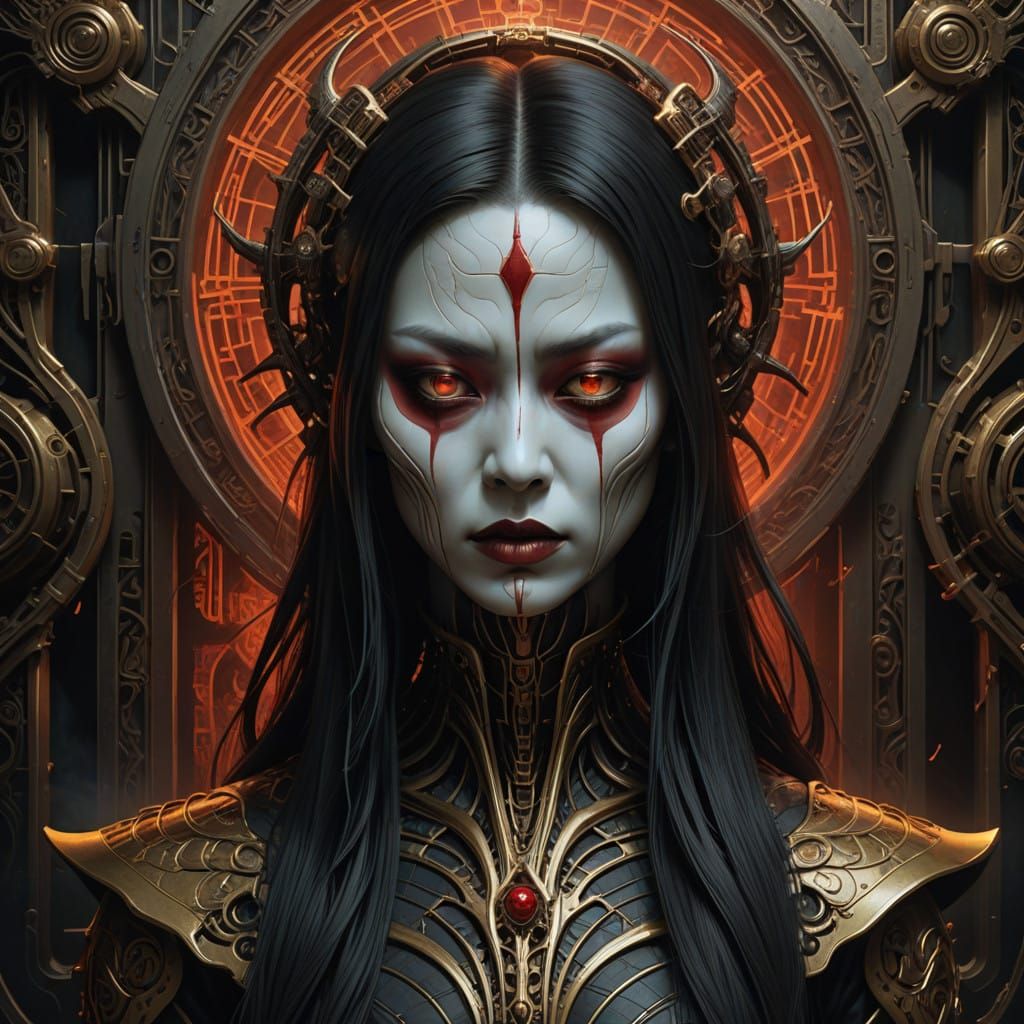 Sinister Alabaster Beauty in Chiaroscuro Splendor - AI Art