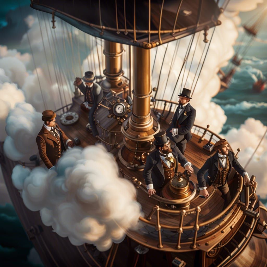 Cloud Ship Captain and Crew - AI Generated Artwork - NightCafe Creator
