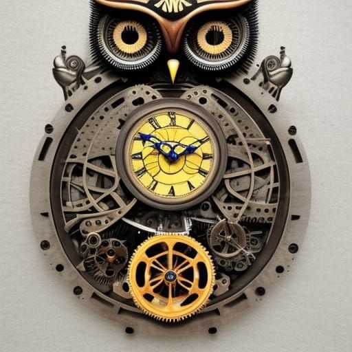 mechanical clock work owl hyper detailed - AI Generated Artwork - NightCafe Creator