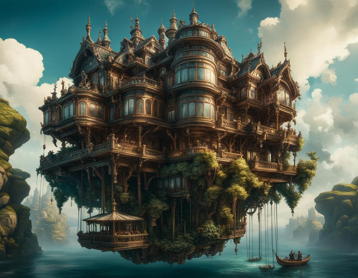 Floating Mansion - AI Generated Artwork - NightCafe Creator
