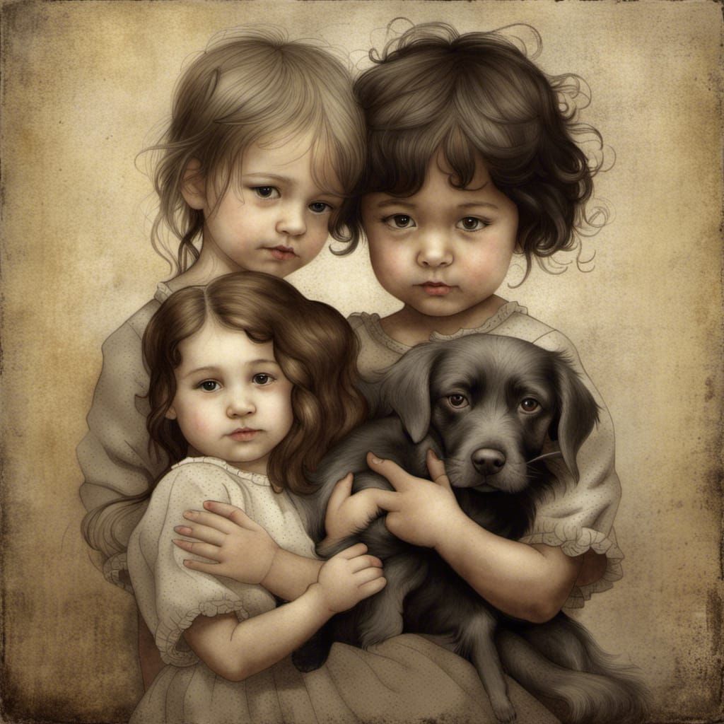 toddler siblings with their cute dog, by Luis Gabriel Pacheco ...