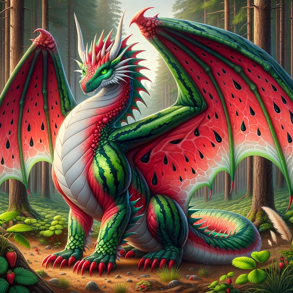 Watermelon Dragon 🐉 - AI Generated Artwork - NightCafe Creator