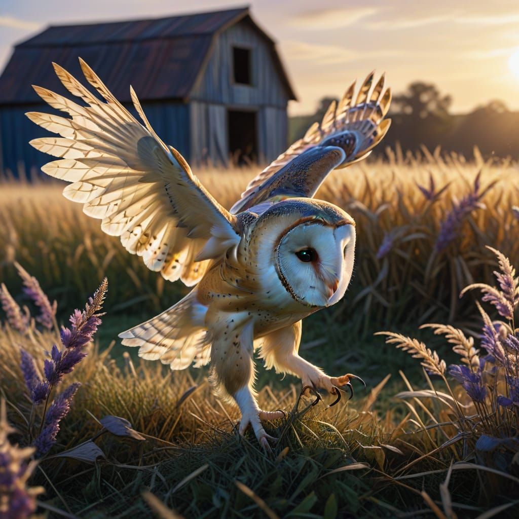 Swooping barn owl - Majestic Barn Owl in Flight