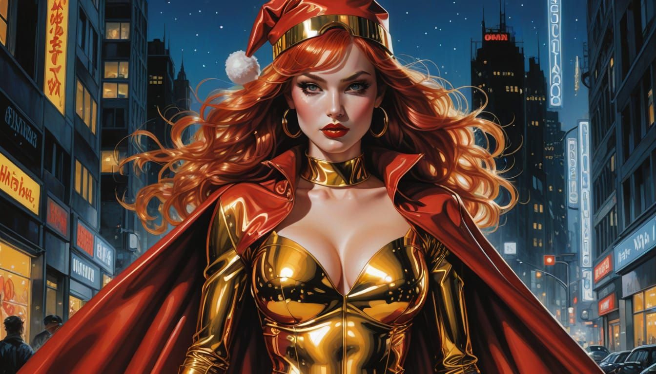 Seductive Santa Siren in Futuristic Latex - AI Art