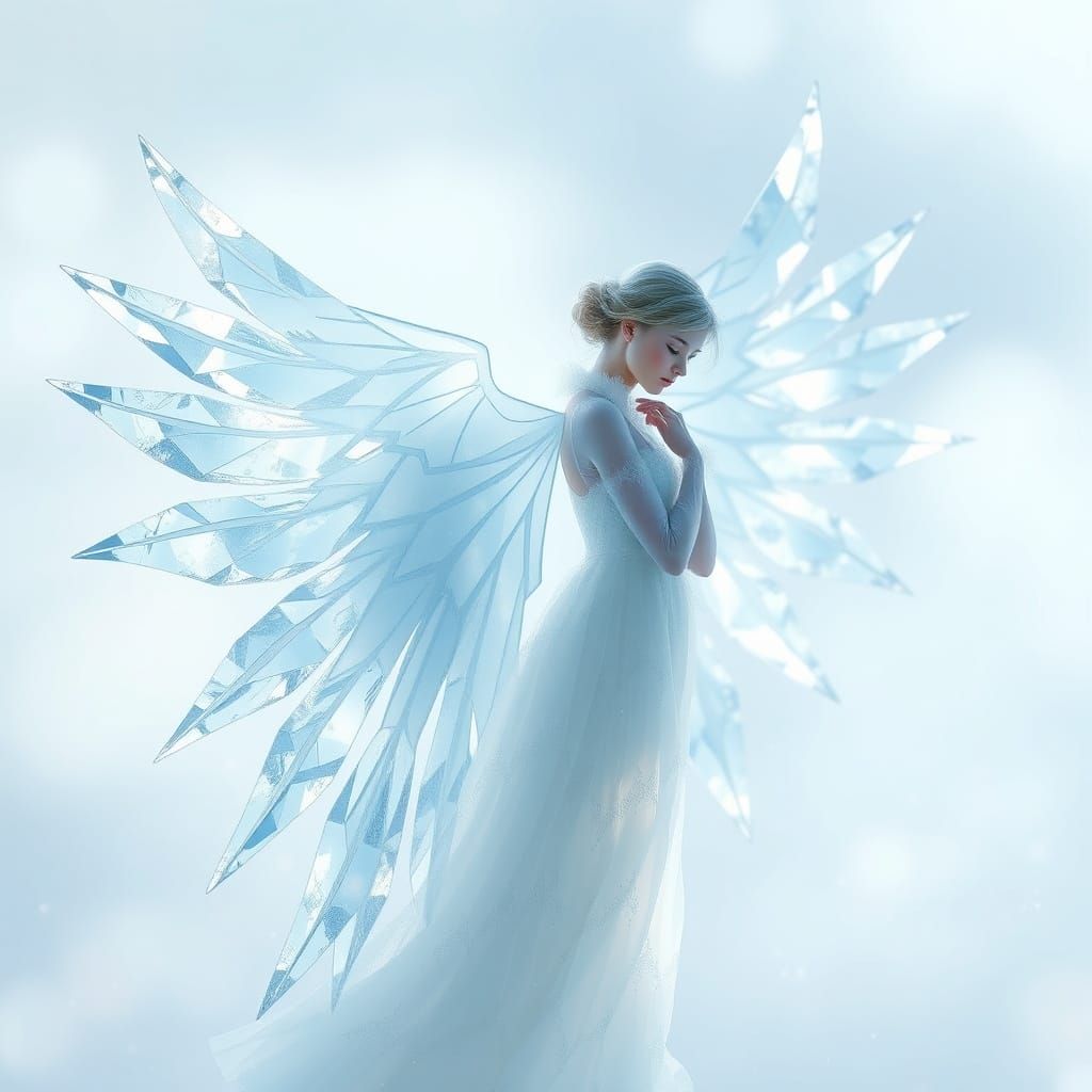 ice angel - Ethereal Ice Angel in Dreamy Winter Landscape