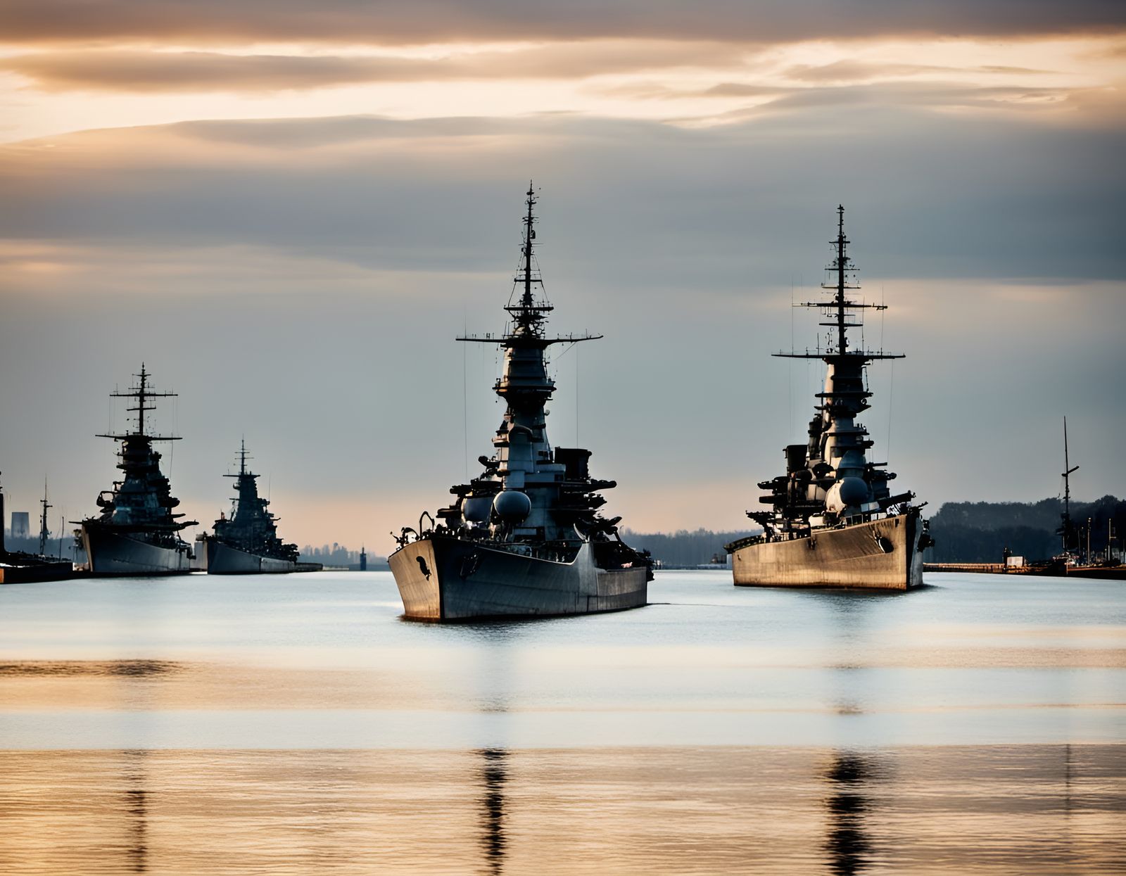 Old Battleships moored - AI Generated Artwork - NightCafe Creator