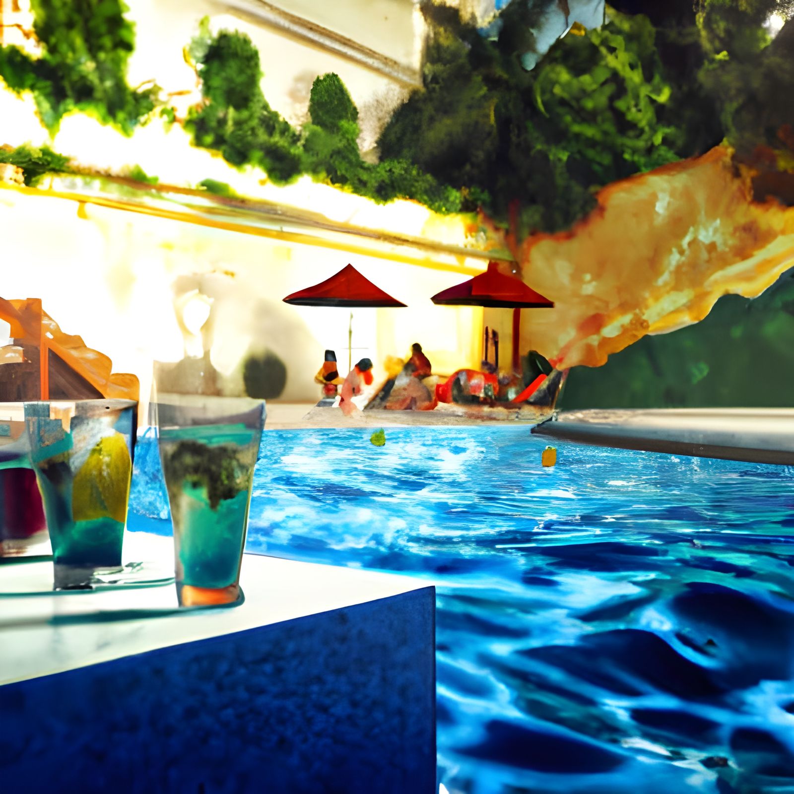 Cocktails at the pool #1 - AI Generated Artwork - NightCafe Creator
