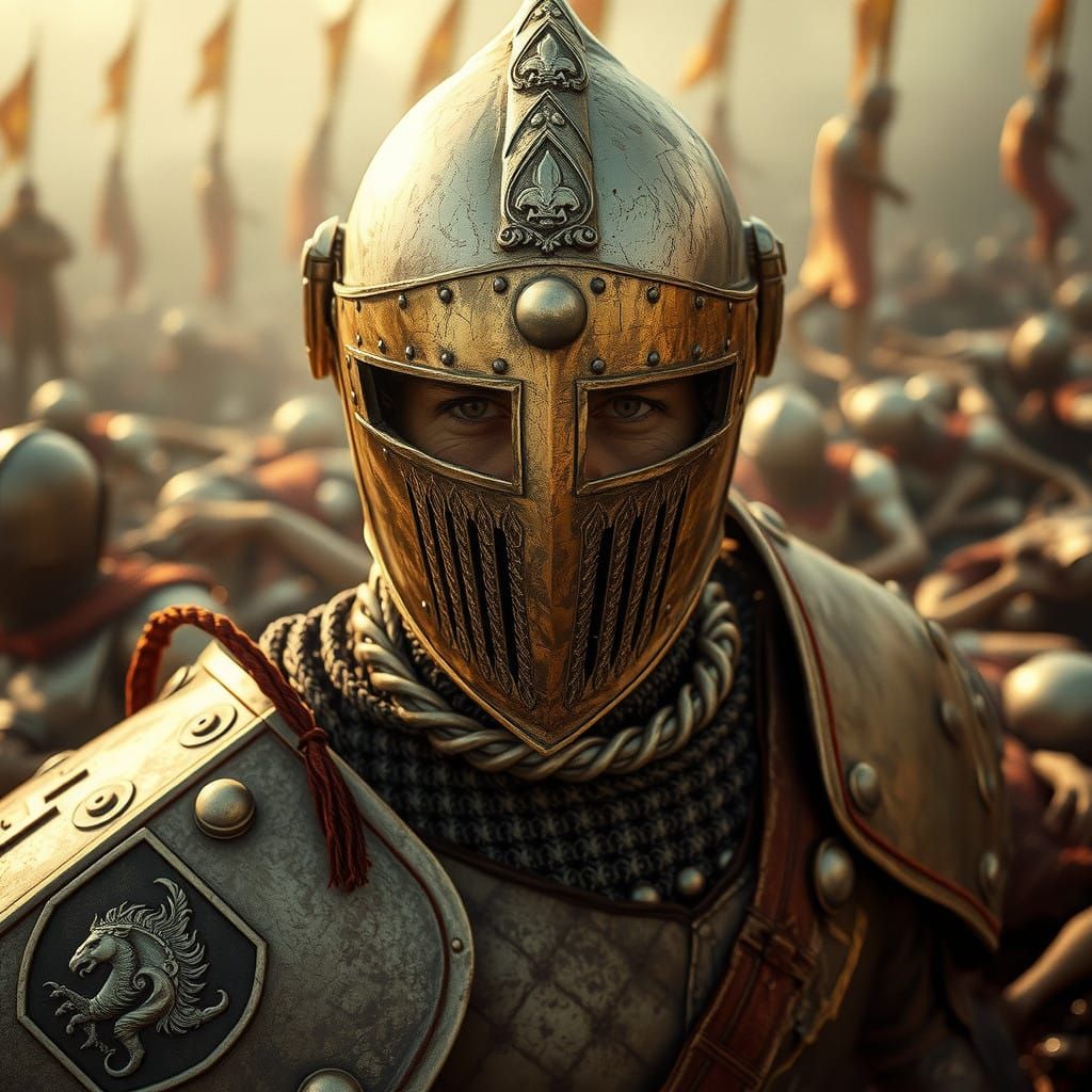 Warrior - Battle-Scarred Knight Captured in Cinematic Mediev...
