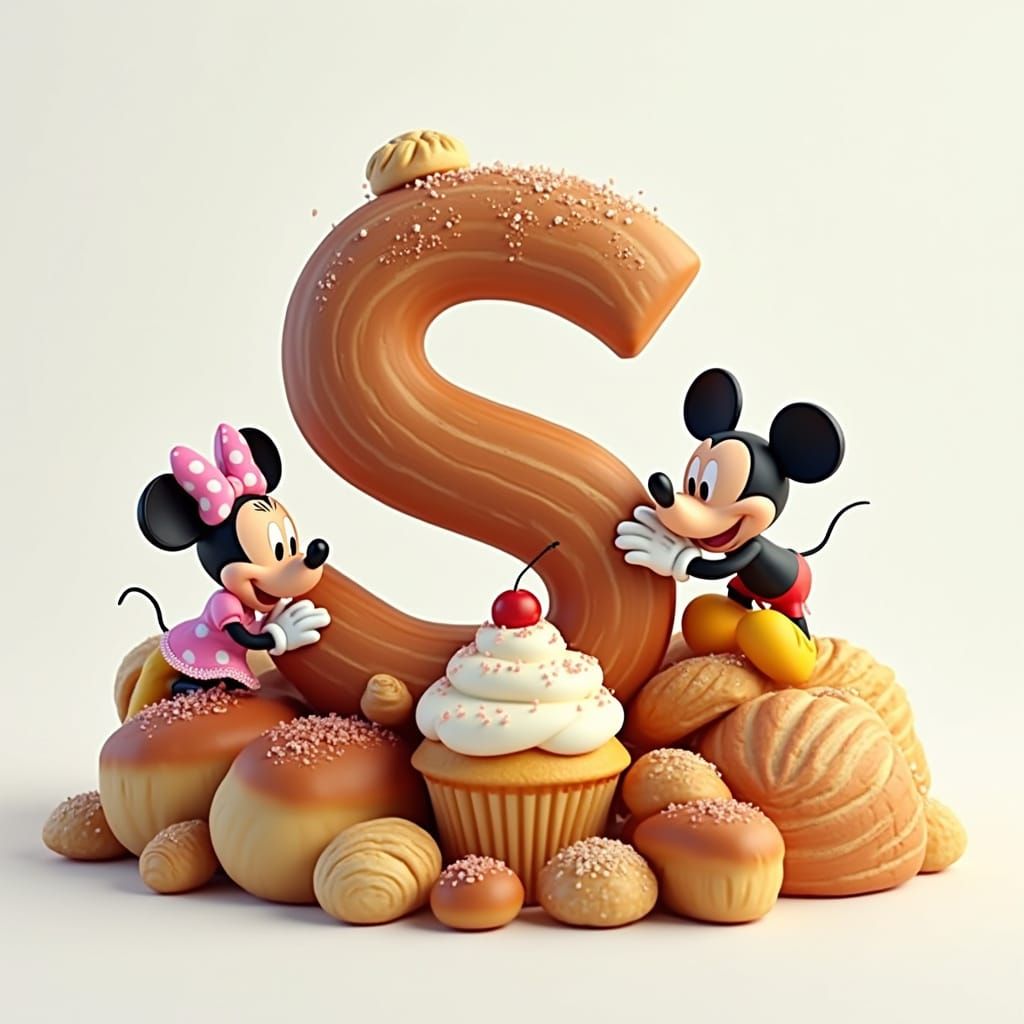 Surreal Disney Scene with S, Cupcake, and Breads i... - AI Art