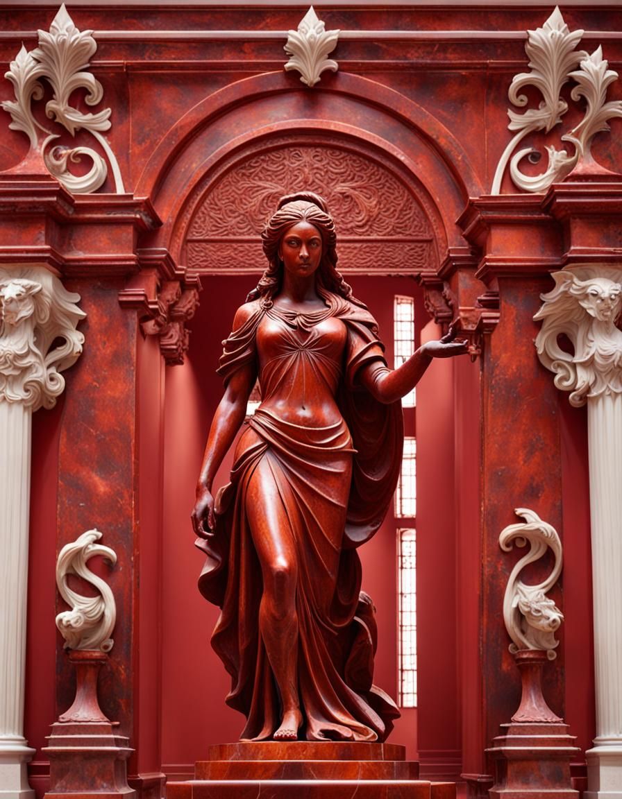 The offering red statue - AI Generated Artwork - NightCafe Creator