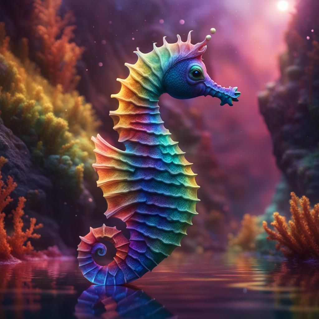 RAINBOW SEAHORSES 5 - AI Generated Artwork - NightCafe Creator