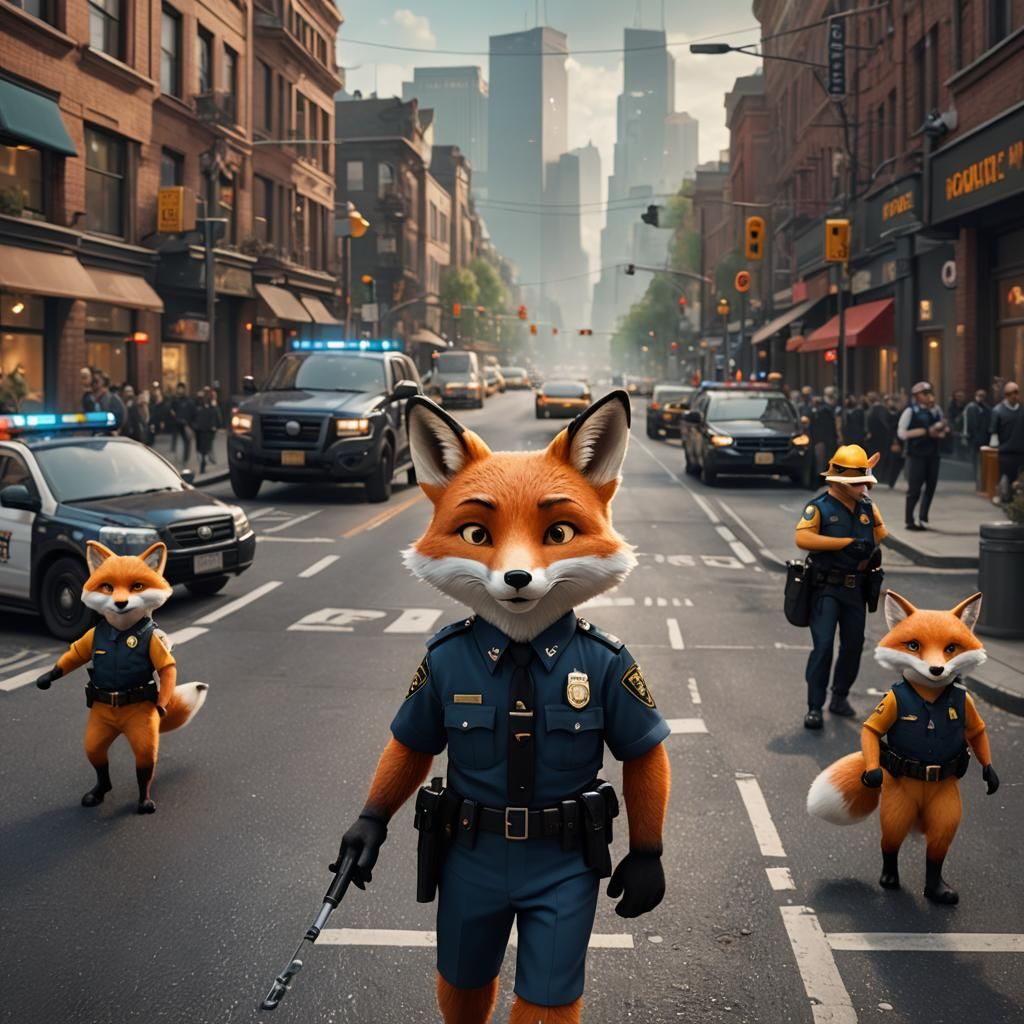 The fox police. - AI Generated Artwork - NightCafe Creator