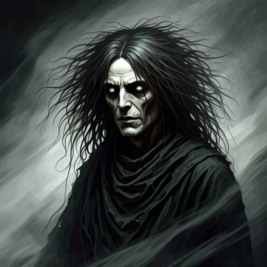 Ethereal Horror Figure in a Dark, Misty Landscape - AI Art