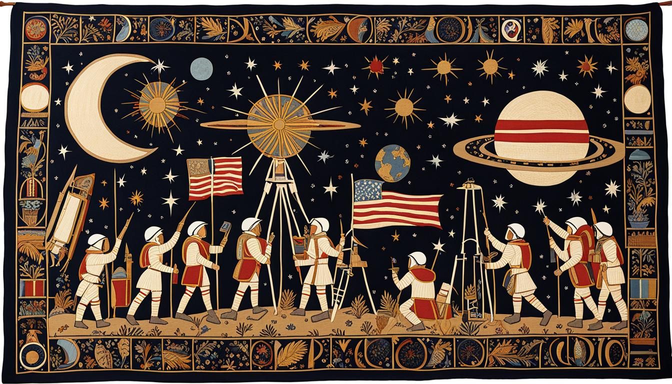 Apollo 11 Moon Landing (Bayeux Tapestry V2) - AI Generated Artwork - NightCafe Creator