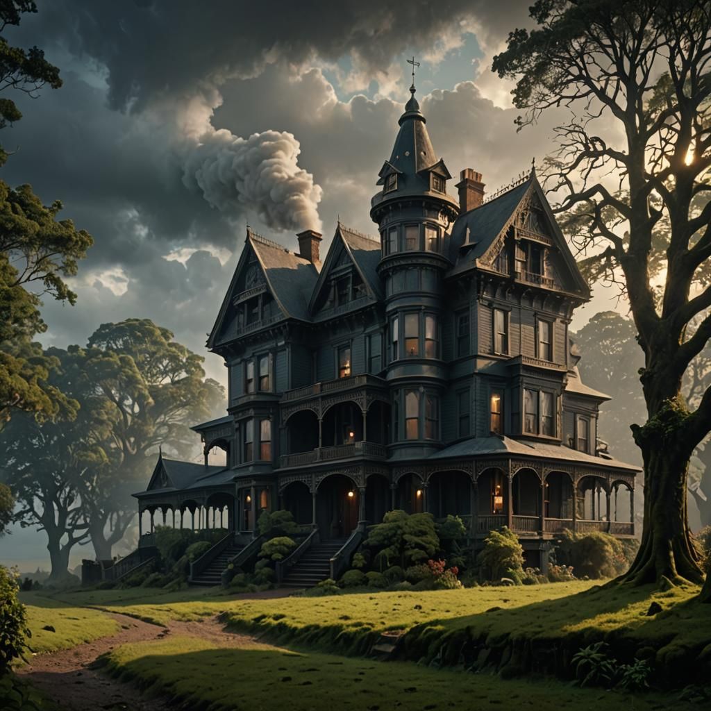 1880s misty house Epic cinematic brilliant stunning intricate ...